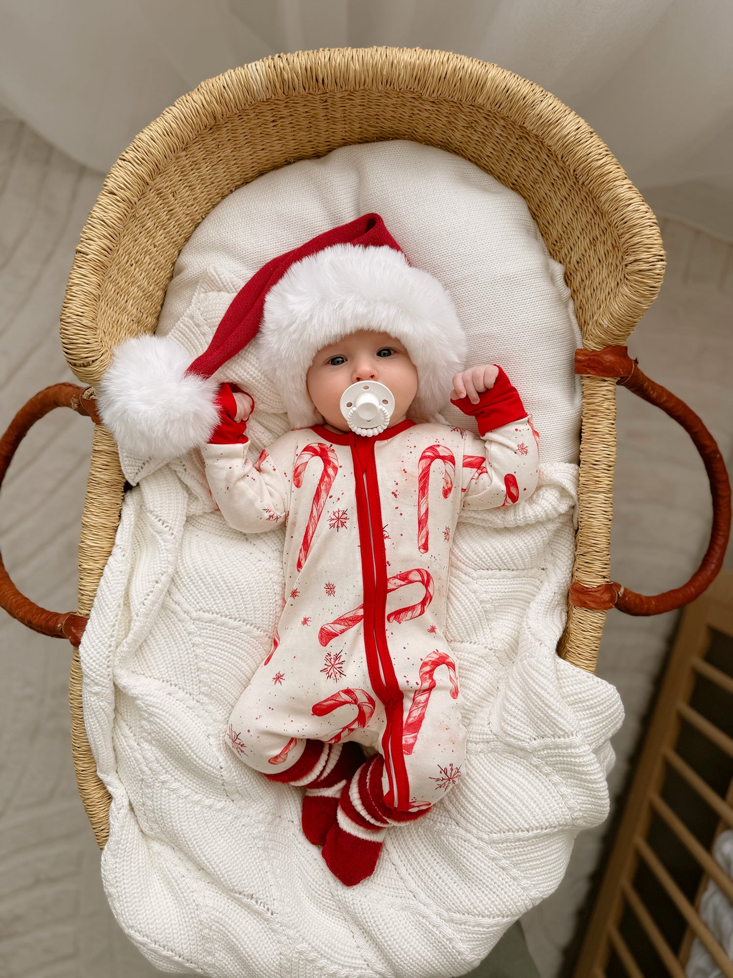 Before & Ever Newborn Double Zip Onesie - Christmas Candy Cane Baby ...