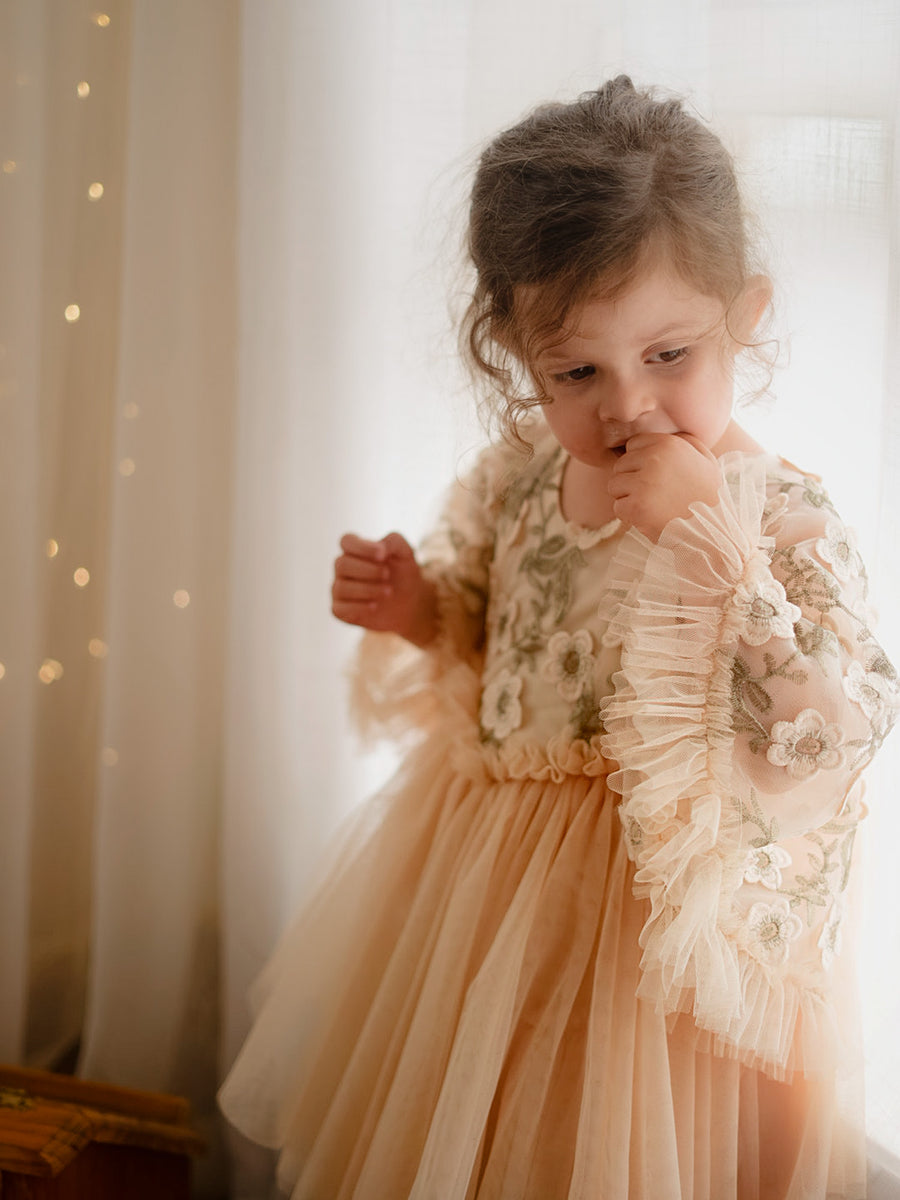 Romantic Lace Flower Girl Dress Meet Me At The Meadow - Beige – Before ...