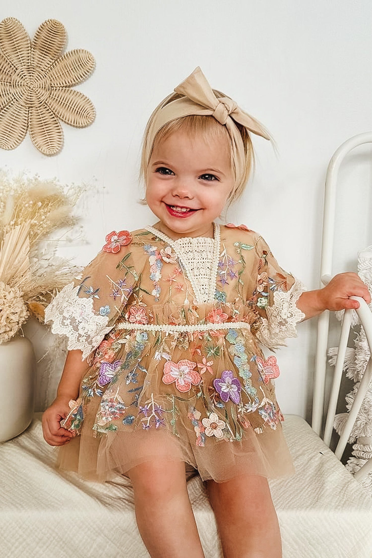 Endless Summer Boho Baby Girl Outfit - Tan / Red / Green – Before & Ever