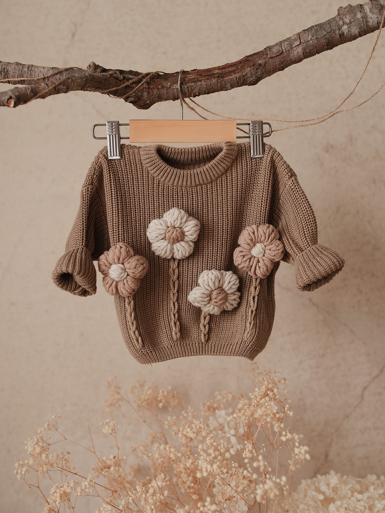 Before & Ever Handmade Flower Baby Knit Sweater, Cotton Infant Jumper ...